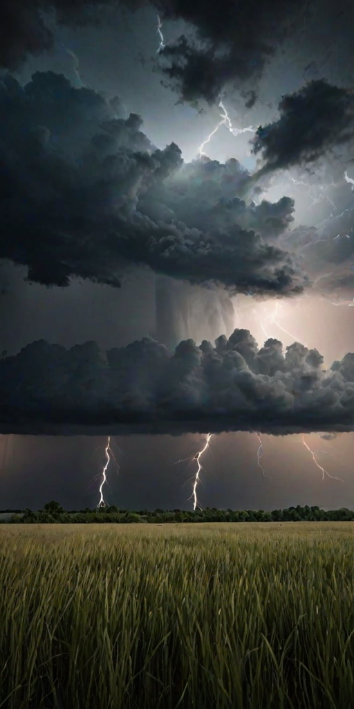 Majestic Thunderstorm Unleashes Nature's Power Over Golden Wheat Fields