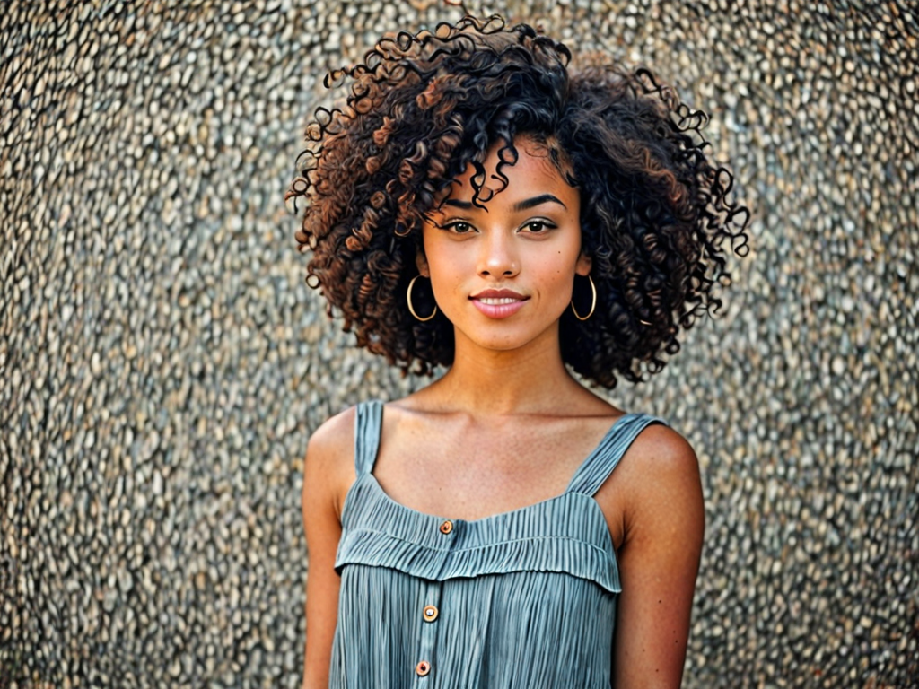mixed race girl with curly hair