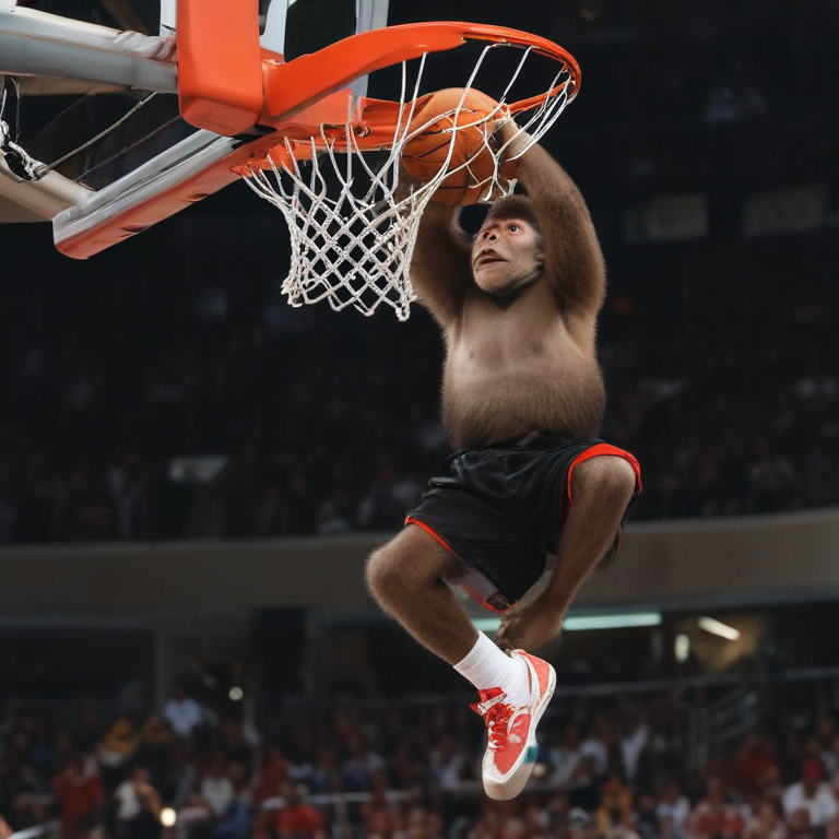 monkey dunking on michael jordon