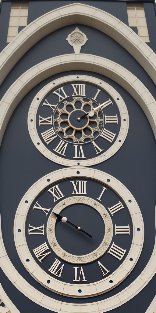 A Detailed View of an Elegant Dual-Faced Clock with Roman Numerals.