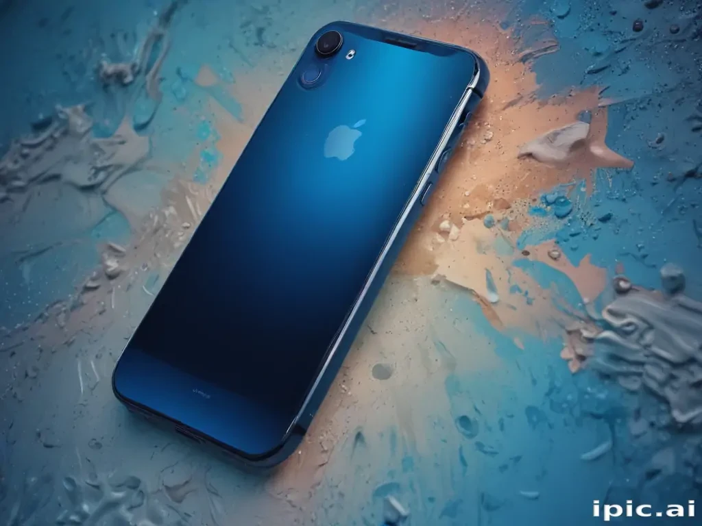 Stunning Close-Up of a Blue Apple iPhone on Colorful Background
