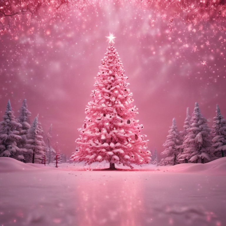 A Magical Winter Wonderland Featuring a Stunning Pink Christmas Tree ...