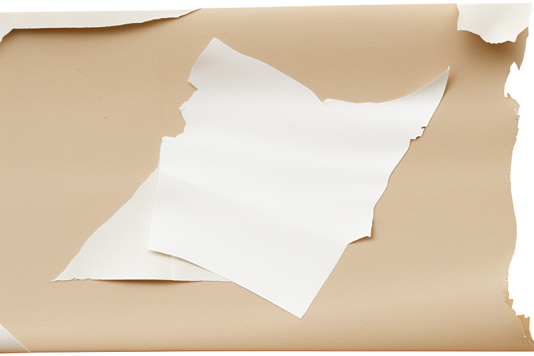 Abstract Composition of Torn Paper Layers in Neutral Tones and Textures