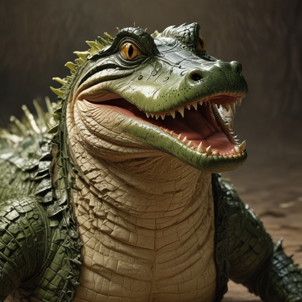 Majestic Crocodile Creature with Lifelike Features and Vibrant Colors