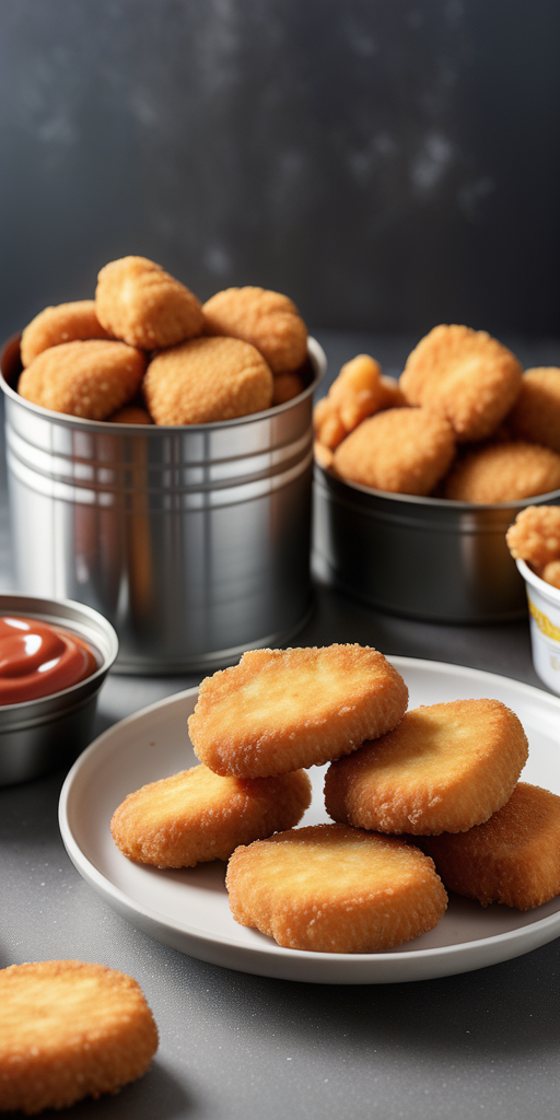 Deliciously Crispy Breaded Chicken Nuggets Served with Tangy Dipping Sauces
