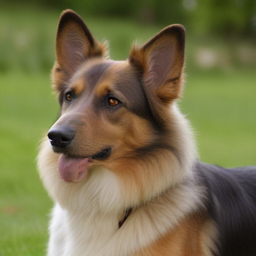 A Beautiful Dog with Fluffy Fur Enjoying a Sunny Day Outdoors.