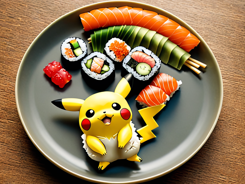 Pikachu sushi with tail