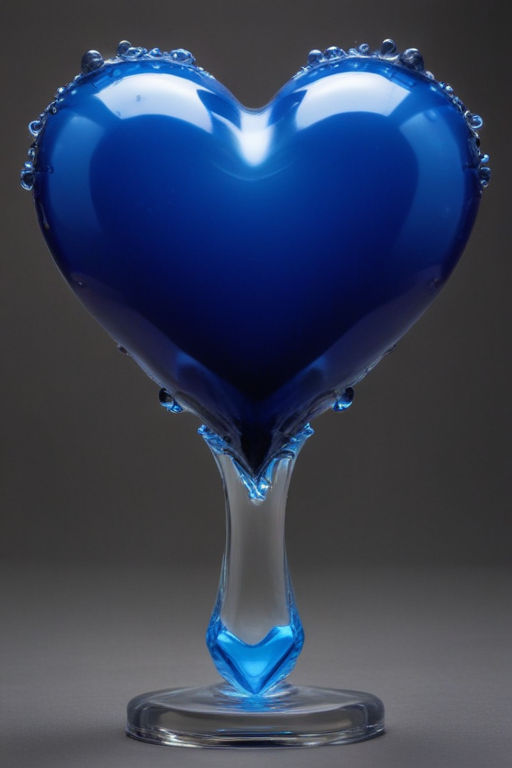 Beautifully Crafted Blue Glass Heart with Delicate Water Droplets on ...