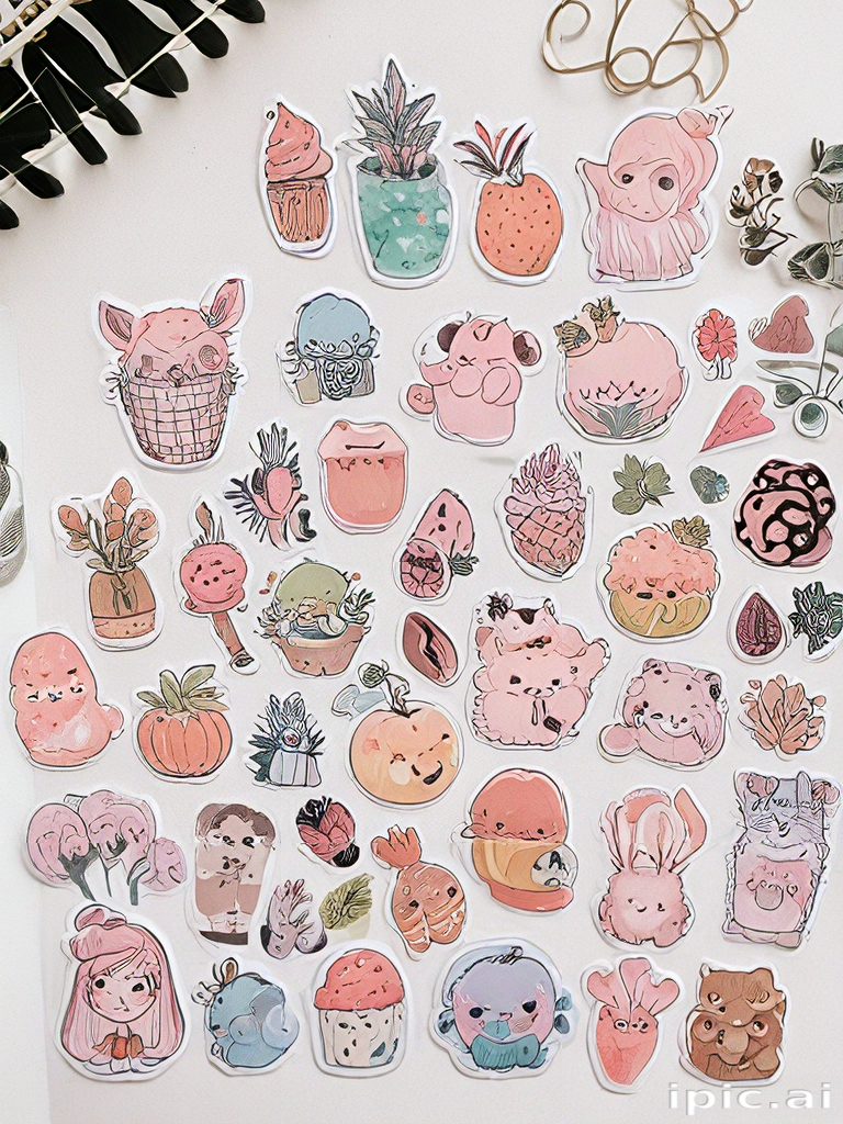 Colorful Collection of Cute Stickers Featuring Whimsical Characters and ...