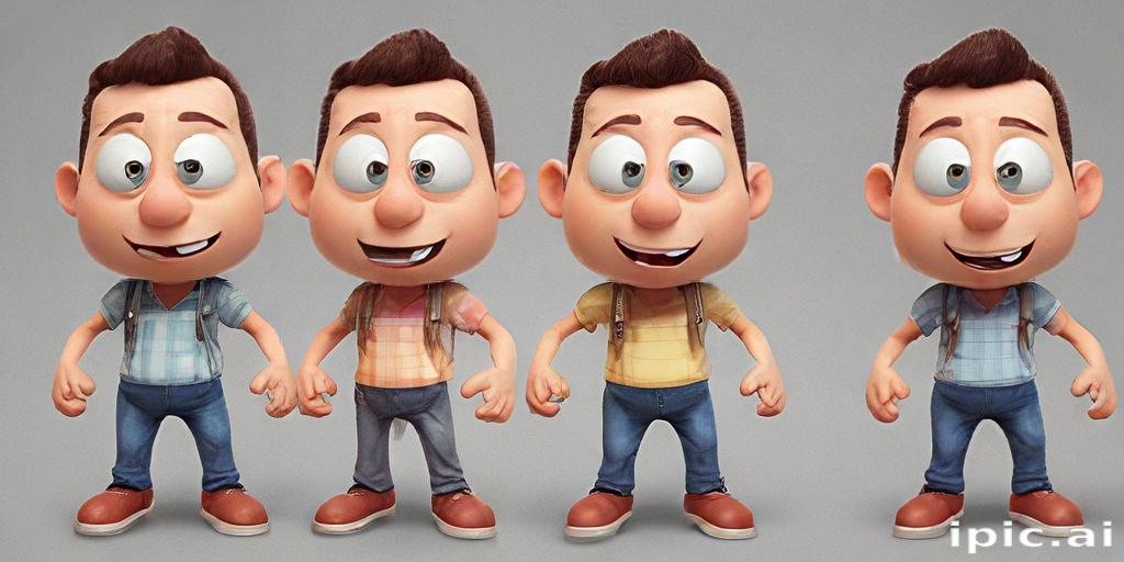 Colorful Cartoon Character Design with Various Outfits and Expressions ...