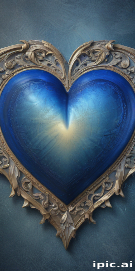 Intricately Designed Heart Shaped Frame with a Deep Blue Center