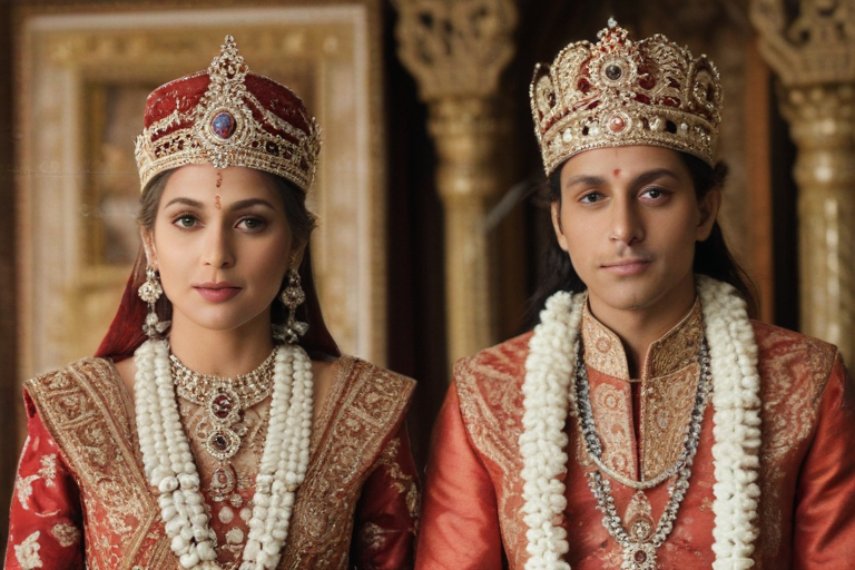 indian queen looks like god with king