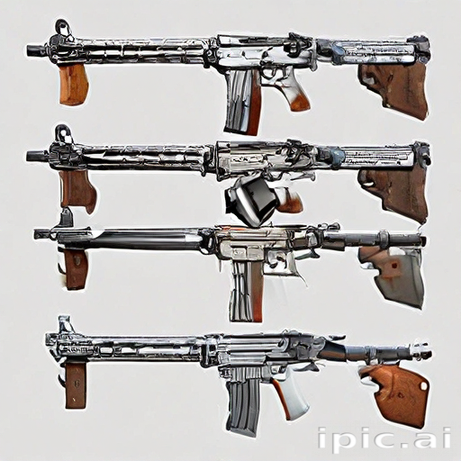 Collection of Various Stylishly Designed Firearms with Unique Features ...