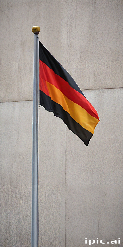 German Flag Flying Proudly Against a Neutral Background on a Pole