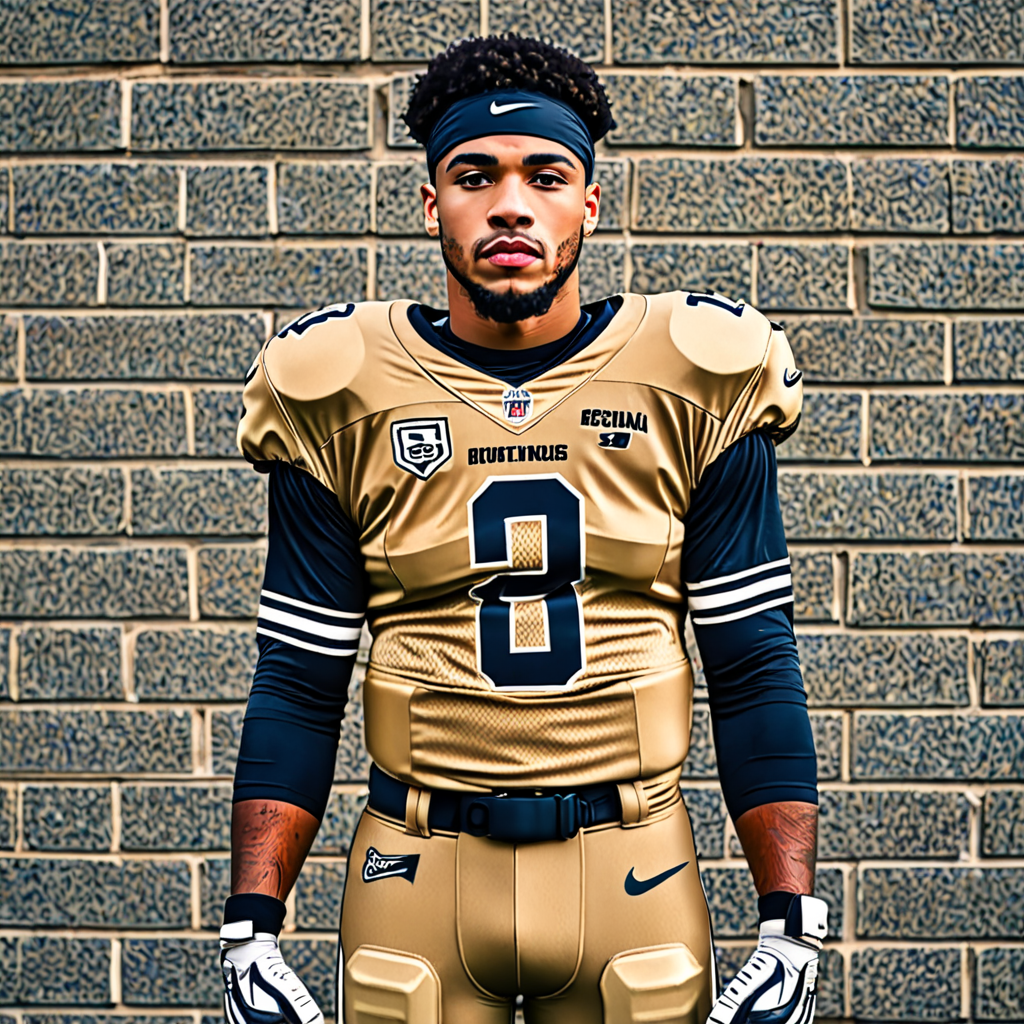 a lightskin man in football gear with no sponsors or words on the ...