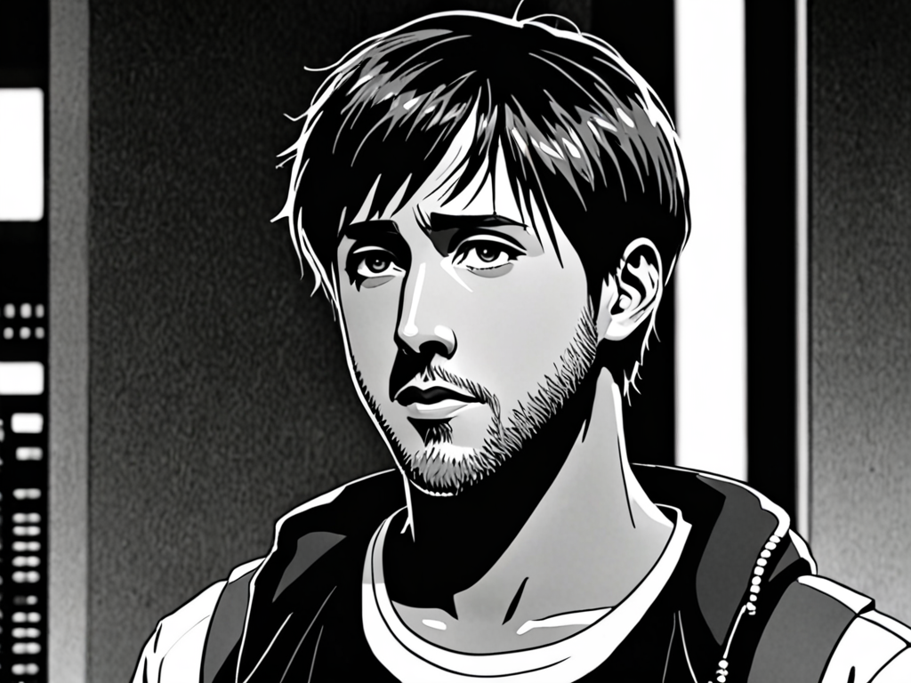 manga, anime, ghibli, light, ryan gosling, buzzcut, 2d, ghost in a ...