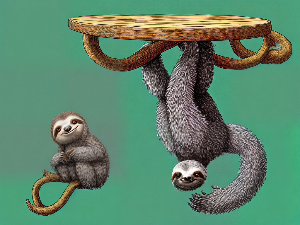 Sloth eating a cookie in cartoon style