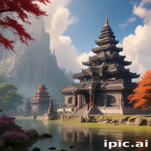 Serene Landscape Featuring Majestic Temples Surrounded by Lush Nature ...