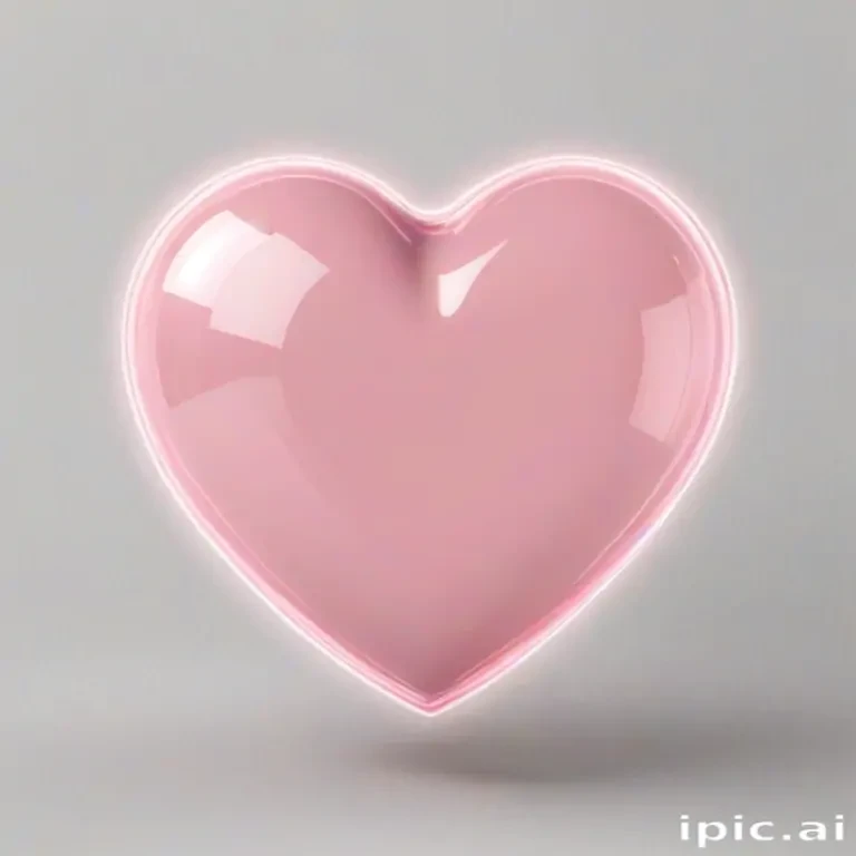 A Shiny Pink Heart with a Soft Glow Against a Light Background.