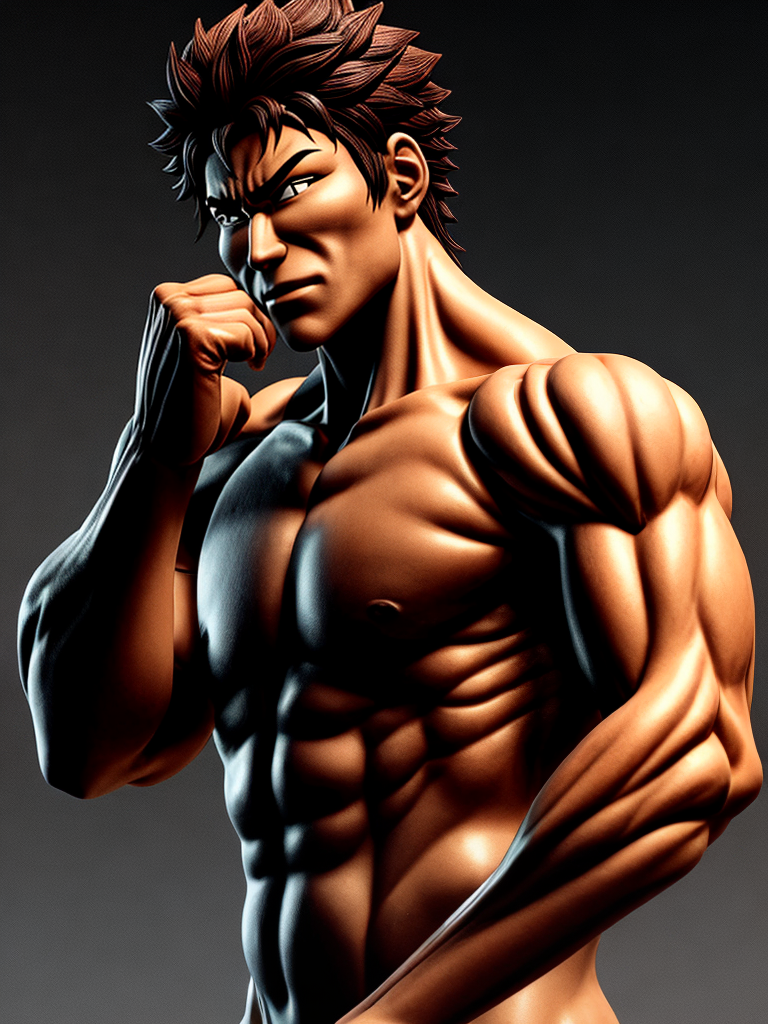 pose of the baki character with his hand on his chin
