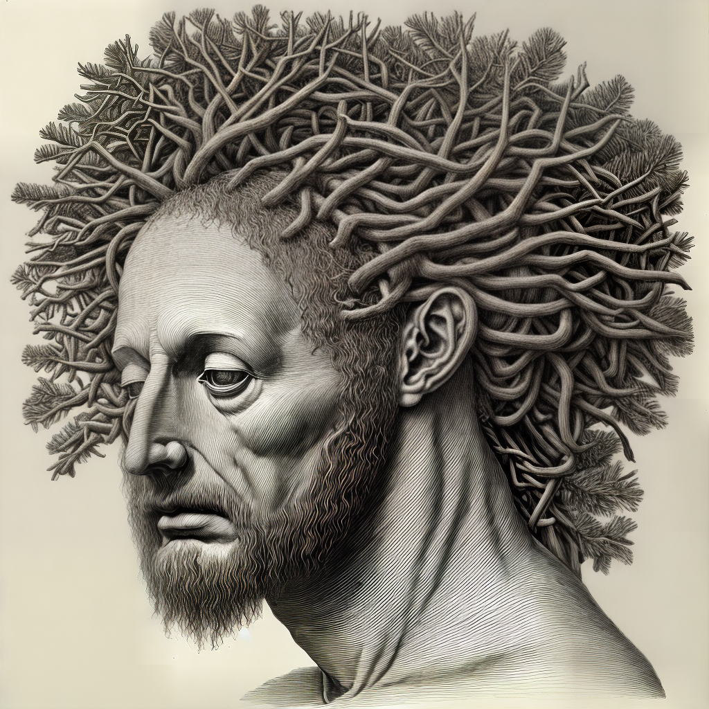 Winter head by Arcimboldo "pen and ink" drawing