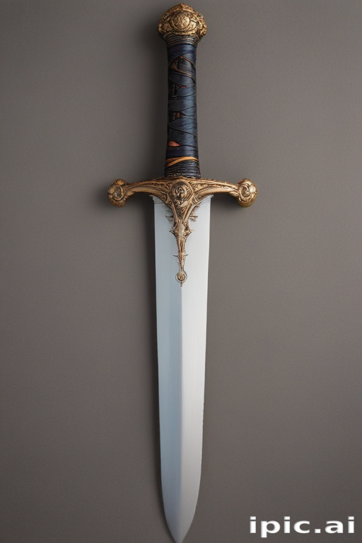 Elegant Decorative Sword with Intricate Handle and Gleaming Blade Design