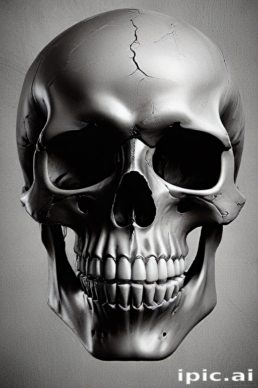 Intricate Details of a Cracked Skull Against a Textured Background