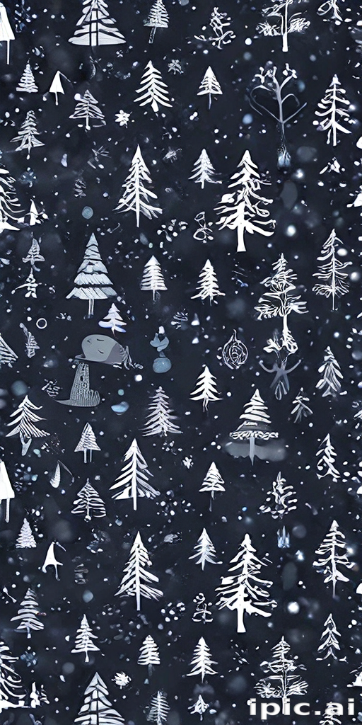 Whimsical Winter Forest Design Featuring Snowy Trees and Delicate Patterns