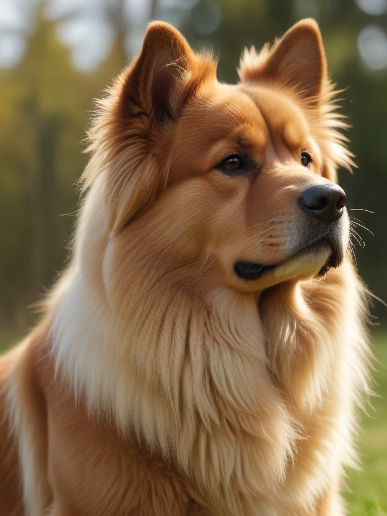 A Majestic Dog with a Beautiful Golden Coat in a Serene Setting.