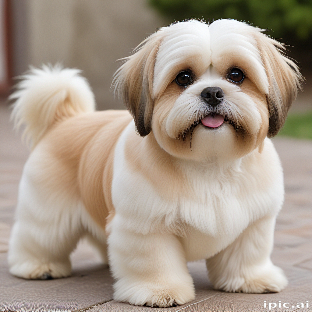 A Playful and Adorable Lhasa Apso Dog with Fluffy Coat Outdoors