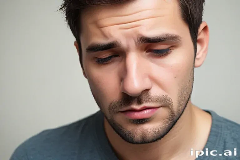 A man expressing deep emotions with a thoughtful and somber expression.