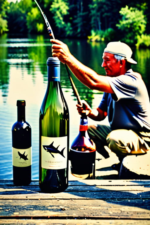 A fisherman fishing wine bottles