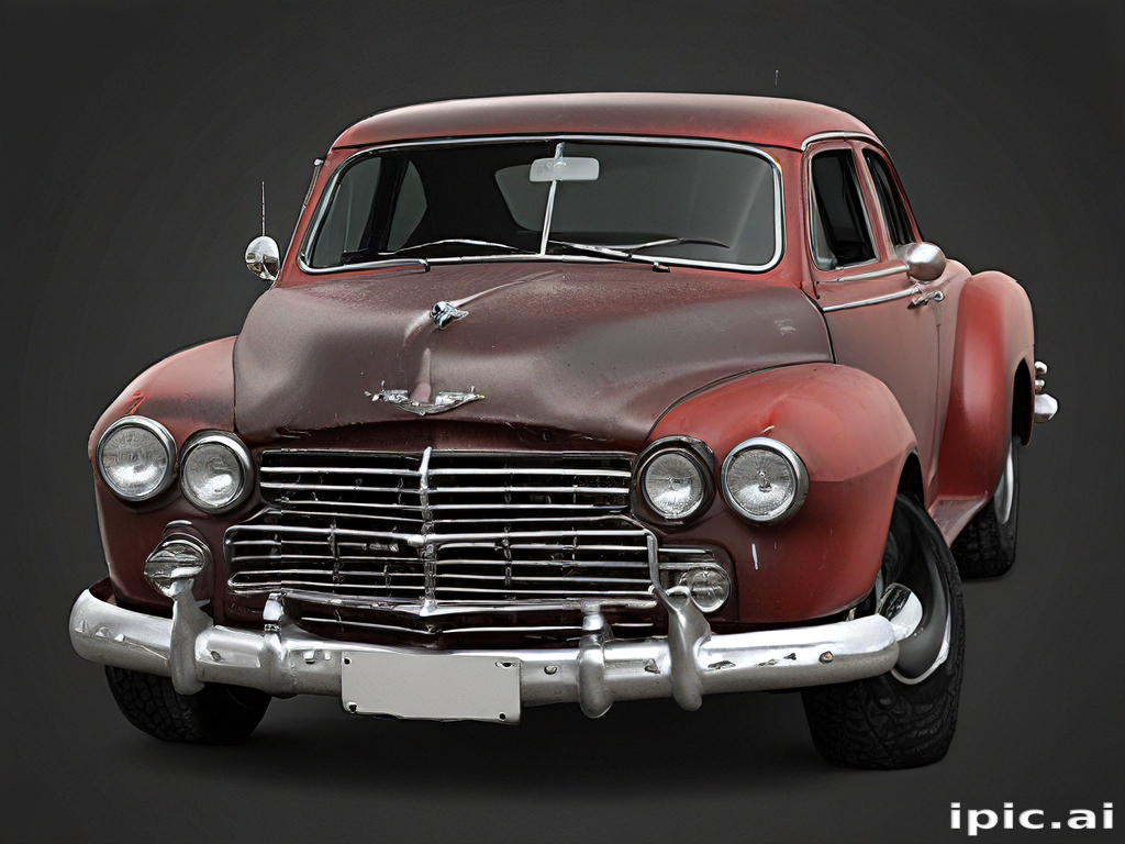 Classic Vintage Car with a Rustic Red Finish and Chrome Accents