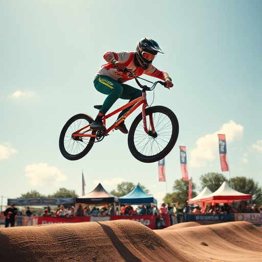 Young BMX Rider Performing an Impressive Jump at a Local Competition