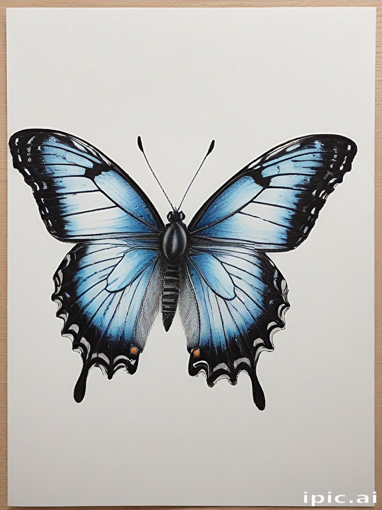 Stunning Illustration of a Vibrant Blue Butterfly with Intricate Details