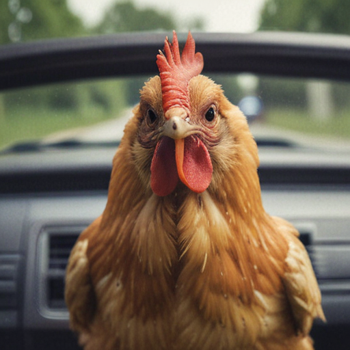 Chicken driving car