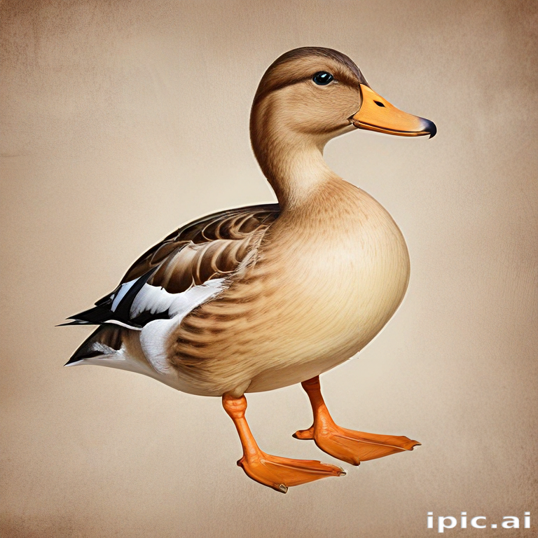 A Charming Duck Standing Proudly Against a Soft, Neutral Background.
