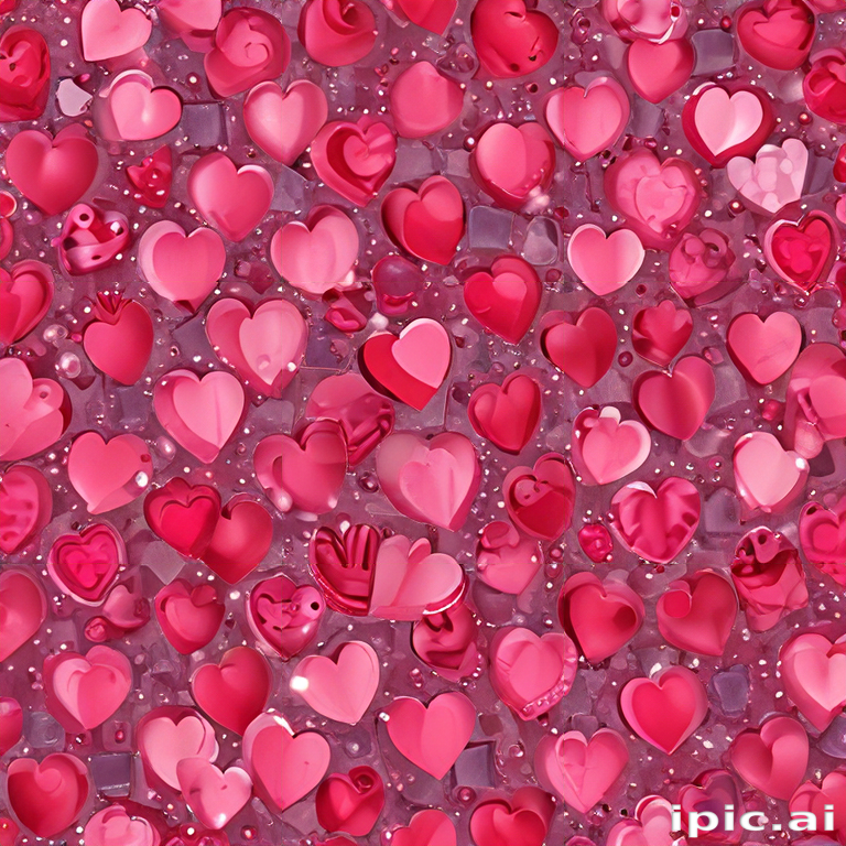 A Colorful Collection of Shiny Pink Hearts for Romantic Celebrations.