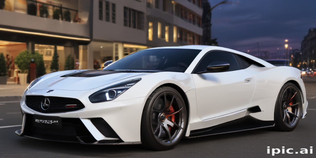 Stunning White Sports Car on a City Street at Dusk