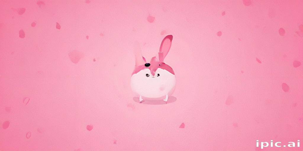 Charming Pink Bunny Character Surrounded by Soft Pink Floral Background