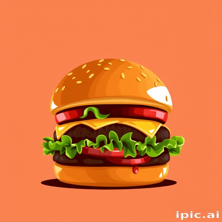 Deliciously Stacked Burger with Fresh Ingredients and Vibrant Colors