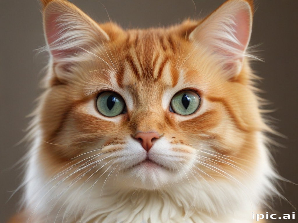 Majestic Ginger Cat with Striking Green Eyes and Fluffy Fur