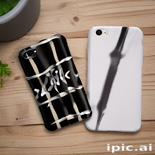 Two Unique Phone Cases Featuring Stylish Designs on a Wooden Surface