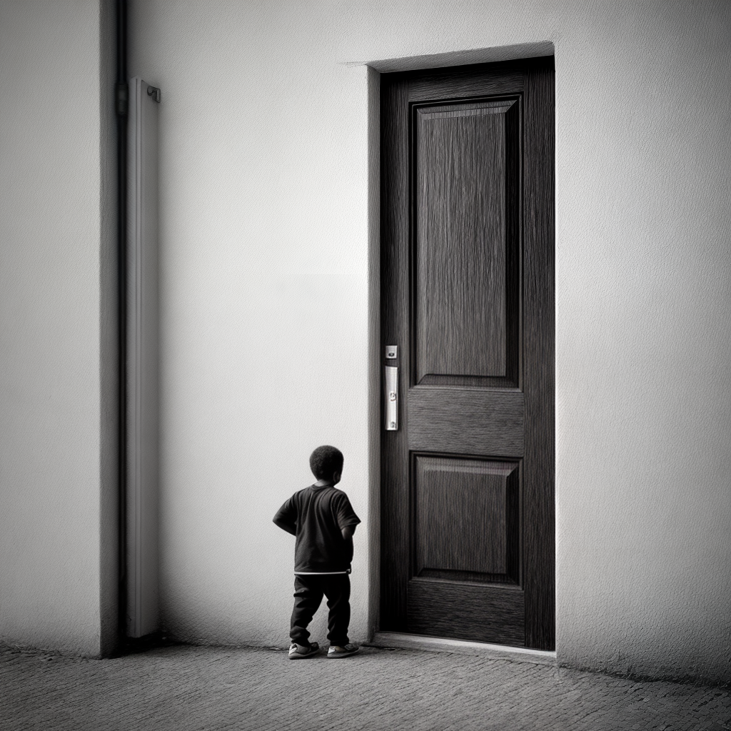 creepy black and white men opening door