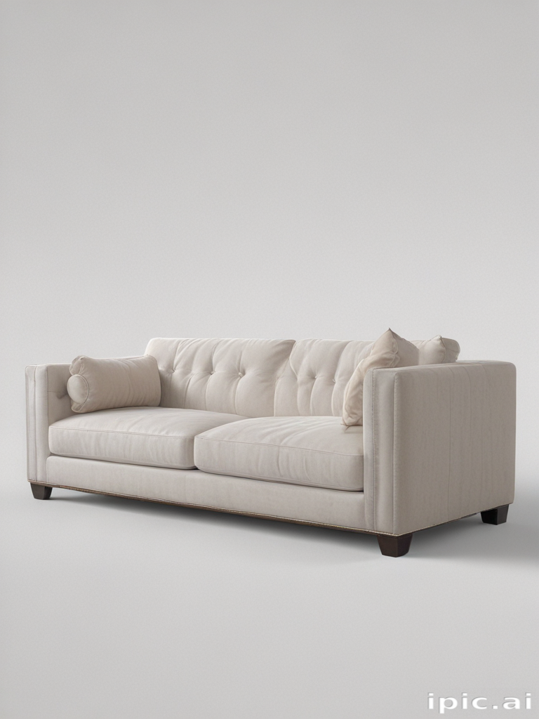 Elegant and Comfortable Light-Colored Couch with Plush Cushions for ...