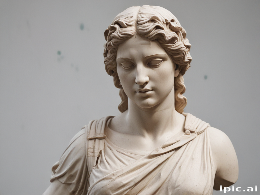 A Stunning Marble Sculpture Depicting a Classical Female Figure in Detail.