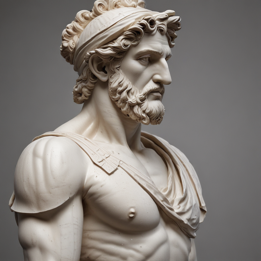 Classical Sculpture of a Heroic Figure in Marble, Exuding Strength and ...