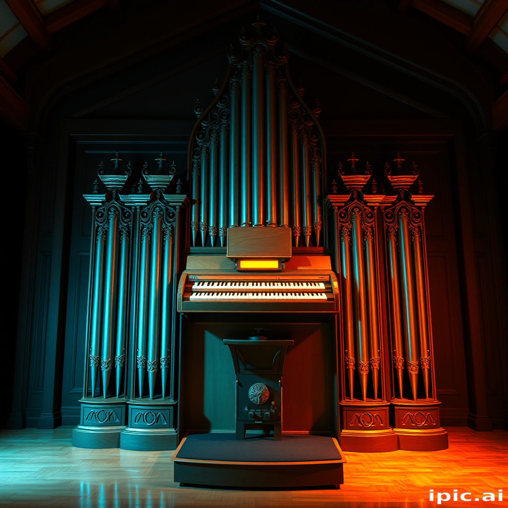 Elegant Organ Display in a Beautifully Lit Historical Music Venue