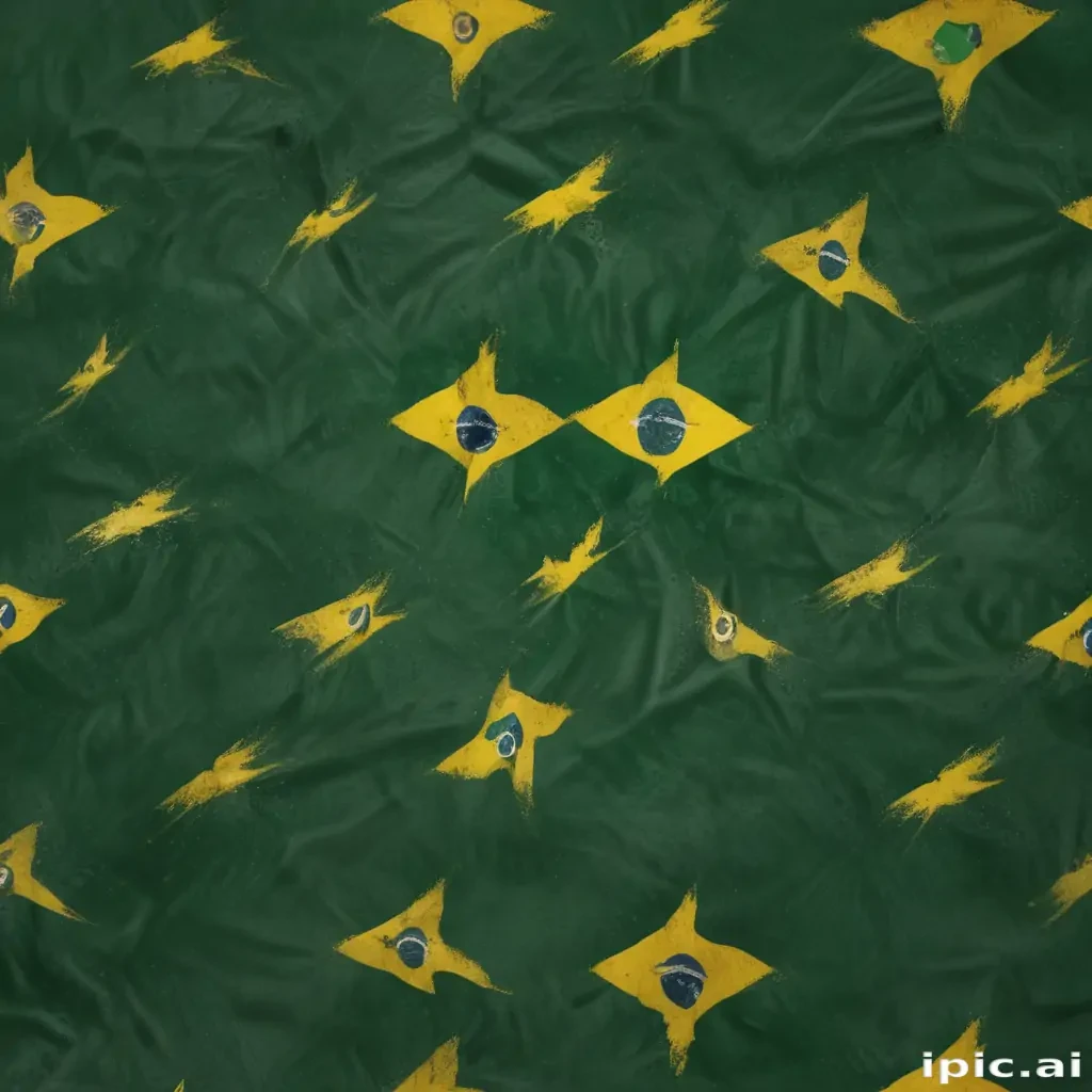 Colorful Brazilian Flag Pattern with Green Background and Yellow Diamonds