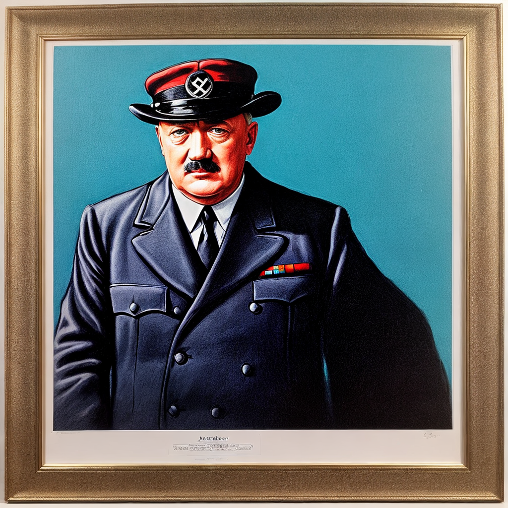 framed picture of hitler in santa clause outfit